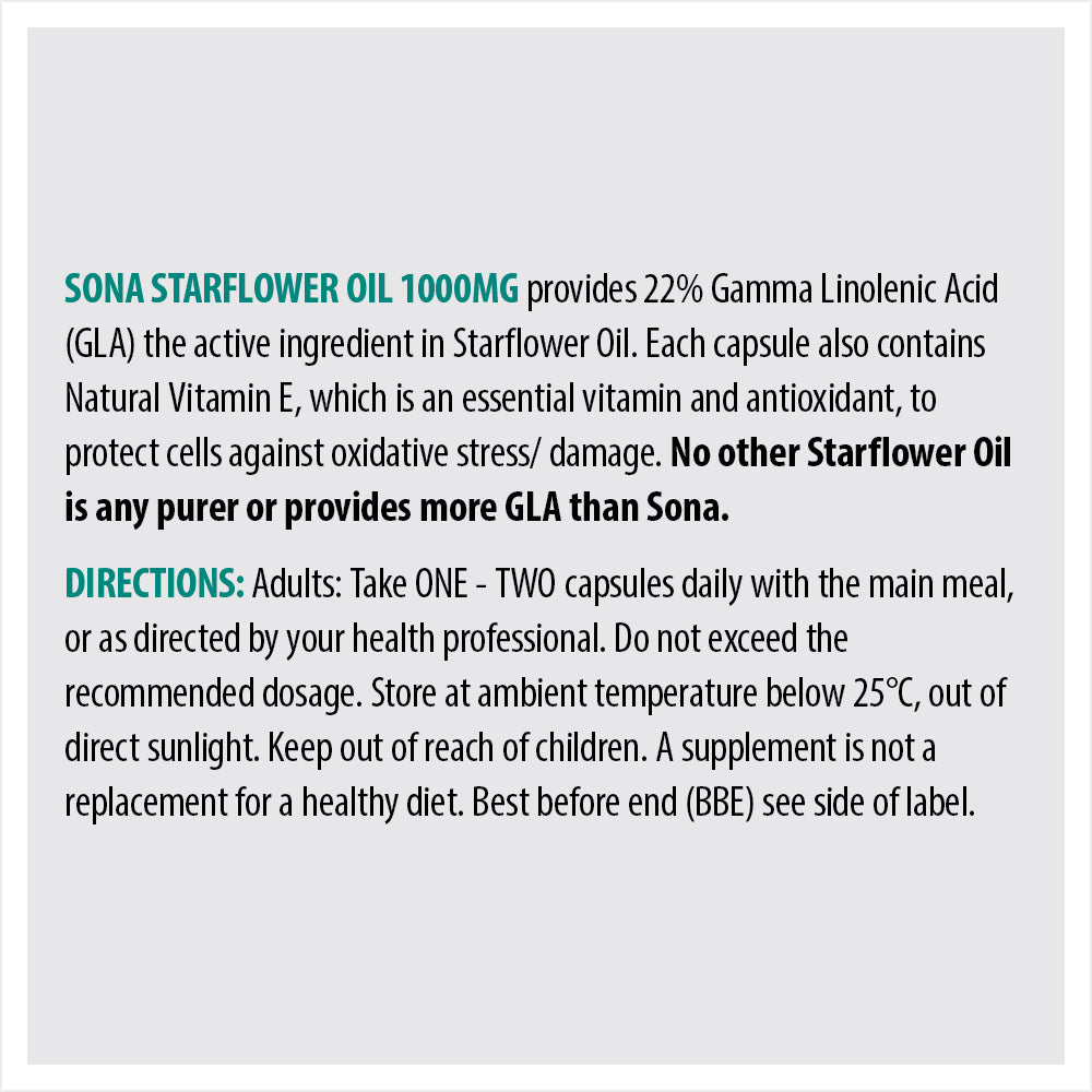 Sona Starflower Oil Capsules 1000mg | Twin Pack | Omega 6